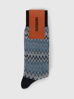 Missoni Mid-length Cotton-blend Socks With Dégradé Zigzag Pattern