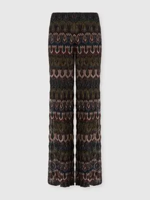 Missoni Viscose Lamé Trousers With Arabesque Motif - Brown