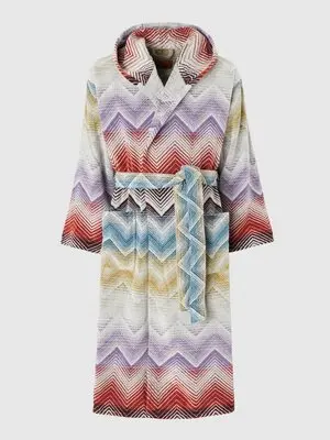 Missoni Marea Hooded Bathrobe In Cotton Terry With Chevron Pattern - Multicoloured