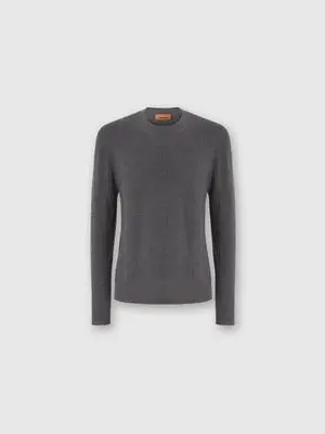 Missoni Crew Neck Sweater In Wool With Chevron Pattern - Grey