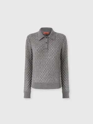 Missoni Cashmere Polo With Lace Pattern - Grey