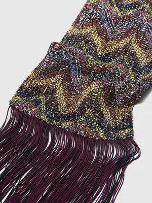 Missoni Lamé Knit Scarf With Fringes And Sequins