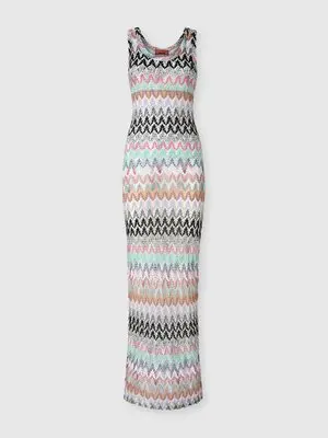 Missoni Long Dress In Viscose And Cotton Lamé Lace Motif - Multicoloured
