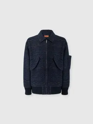 Missoni Cashmere And Viscose Bomber Jacket With Pockets - Blue