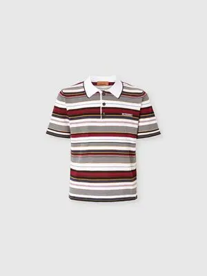 Missoni Striped Cotton Polo Shirt With Embroidered Logo Lettering - Multicoloured