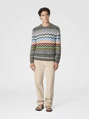 Missoni Neck Cotton And Viscose Chevron Pullover With Greek Motif