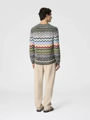 Missoni Neck Cotton And Viscose Chevron Pullover With Greek Motif