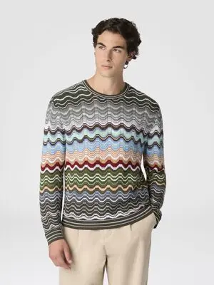 Missoni Neck Cotton And Viscose Chevron Pullover With Greek Motif