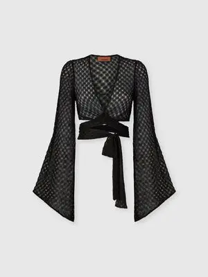 Missoni Wrap Top In Lamé Viscose With Raschel Workmanship - Black