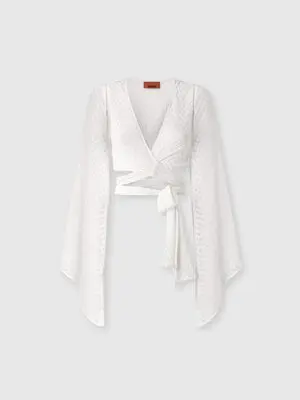 Missoni Wrap Top In Lamé Viscose With Raschel Workmanship - White