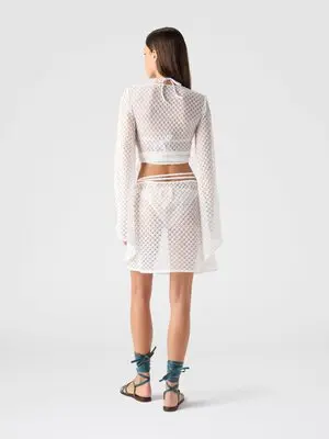 Missoni Wrap Top In Lamé Viscose With Raschel Workmanship - White