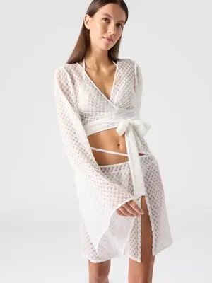 Missoni Wrap Top In Lamé Viscose With Raschel Workmanship - White