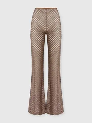 Missoni Up Trousers In Lamé Viscose With Spiderweb Pattern - Brown