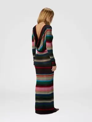 Missoni Long Backless Dress In Striped Knit