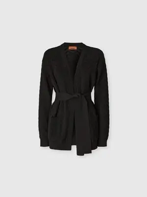 Missoni Chevron Cotton And Viscose Cardigan With Belt - Black
