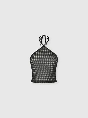 Missoni Top In Lamé Viscose With Raschel Workmanship And Halter Neckline - Black