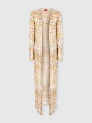 Missoni Long Cardigan With A Chevron Pattern With Sequins - Multicoloured