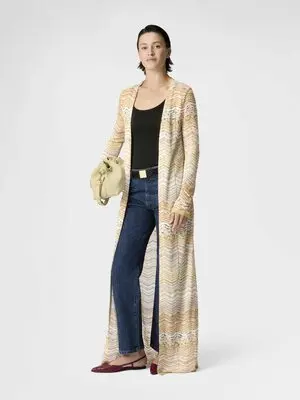 Missoni Long Cardigan With A Chevron Pattern With Sequins - Multicoloured