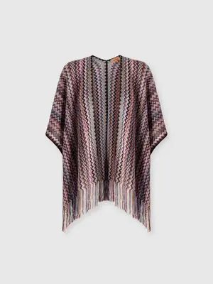 Missoni Blend Poncho With Fringes - Multicoloured