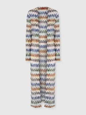 Missoni Long Viscose Lamé Cardigan With Lace Motif - Multicoloured