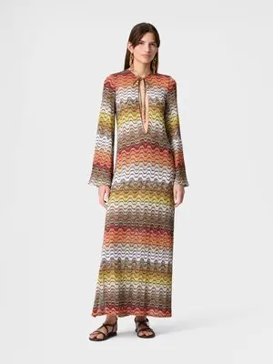 Missoni Long Dress With Greek Motif And Deep V-neckline