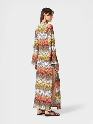 Missoni Long Dress With Greek Motif And Deep V-neckline