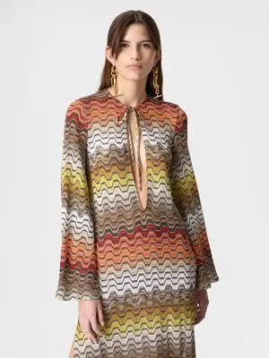 Missoni Long Dress With Greek Motif And Deep V-neckline