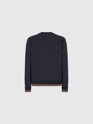 Missoni Crew Neck Sweatshirt With Knit Embroidery And Logo - Blue