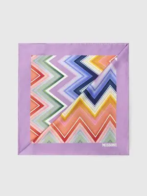 Missoni Silk Foulard With Macro Zigzag Print And Logo - Multicoloured