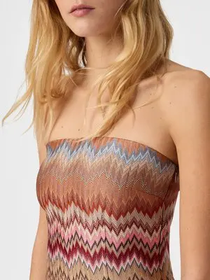 Missoni Pattern Mini Dress - Pink,rust
