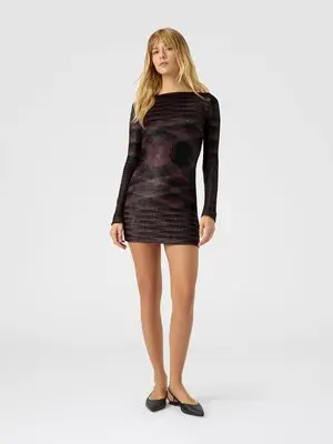 Missoni Sleeve Mini Dress With Flame Pattern