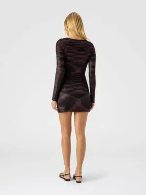 Missoni Sleeve Mini Dress With Flame Pattern