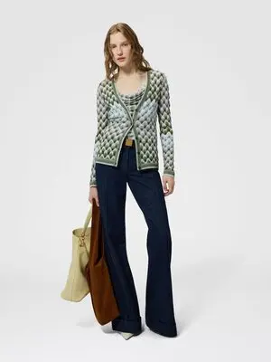 Missoni Slim Fit Viscose Lamé Cardigan With Lace Motif - Multicoloured