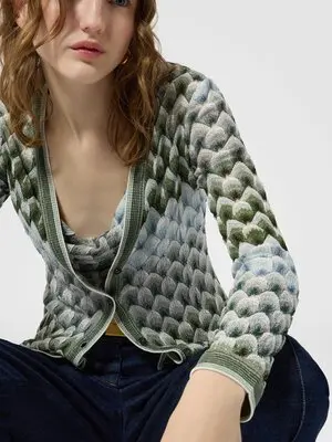 Missoni Slim Fit Viscose Lamé Cardigan With Lace Motif - Multicoloured