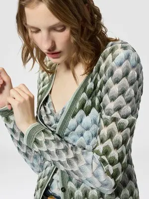 Missoni Slim Fit Viscose Lamé Cardigan With Lace Motif - Multicoloured