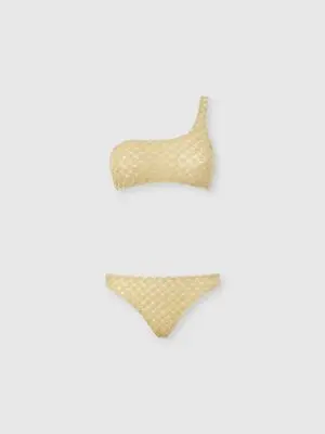 Missoni Shoulder Bikini In Lamé Viscose With Raschel Workmanship - Gold