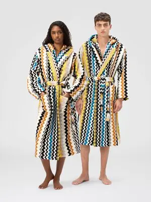 Missoni Best Cotton Terry Bathrobe Zig Zag - Black Multicoloured