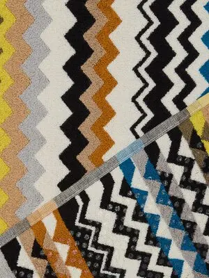Missoni 100% Cotton Bath Mat With Chevron Pattern - Black Multicoloured