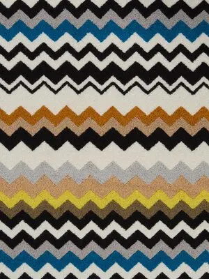 Missoni 100% Cotton Bath Mat With Chevron Pattern - Black Multicoloured