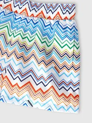 Missoni Length Swim Shorts With Zig Zag Print And Logo