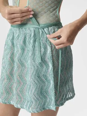 Missoni Zigzag Mesh Pareo Mini Skirt With Sequins