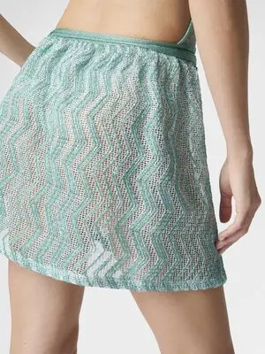 Missoni Zigzag Mesh Pareo Mini Skirt With Sequins