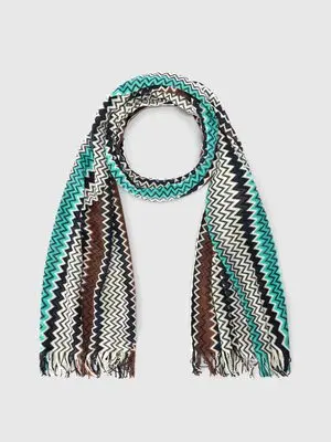 Missoni Cotton Zigzag Scarf With Fringes - Multicoloured