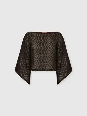 Missoni Zigzag Mesh Top With Sequins And Wide Sleeves - Brown