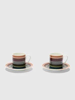 Missoni Zigzag Foliage Set Of 2 Coffee Cups & Saucers