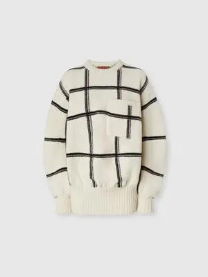 Missoni Oversized Wool Check Crew Neck Sweater