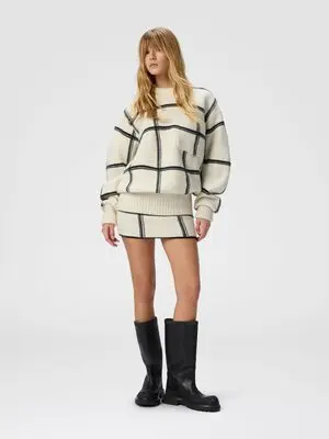 Missoni Oversized Wool Check Crew Neck Sweater