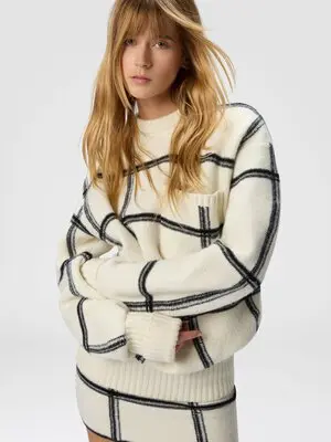 Missoni Oversized Wool Check Crew Neck Sweater
