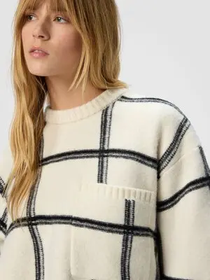 Missoni Oversized Wool Check Crew Neck Sweater