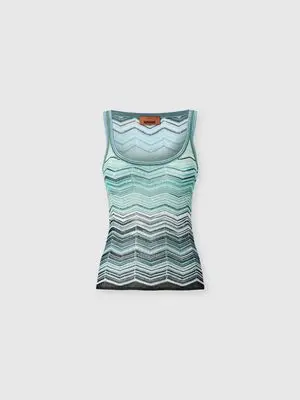 Missoni Sleeveless Chevron Sequin Viscose Top - Turquoise